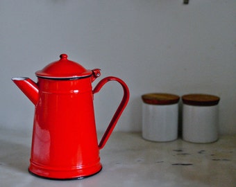 Red coffee pot | Etsy