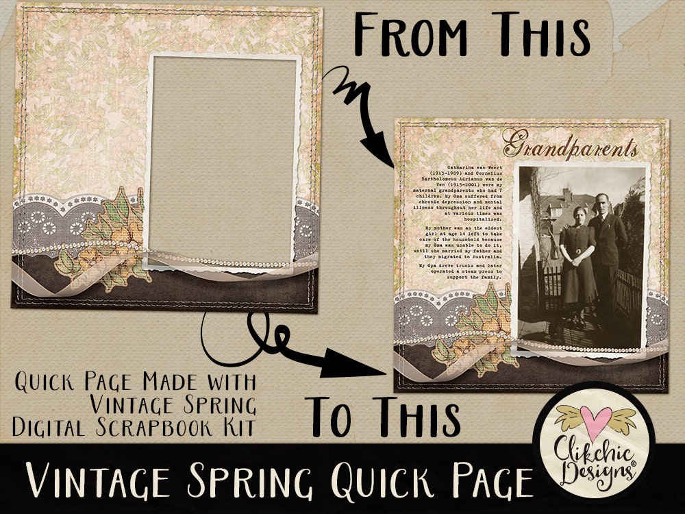 Digital Quick Page Vintage Spring Digital Scrapbook Layout