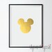 Mickey Mouse Head I Gold Foil Print Gold Print by UyenoMiyoshi
