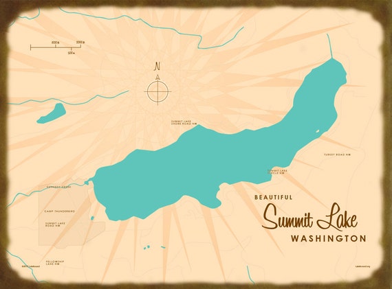 Summit Lake WA Map Wood or Metal Sign
