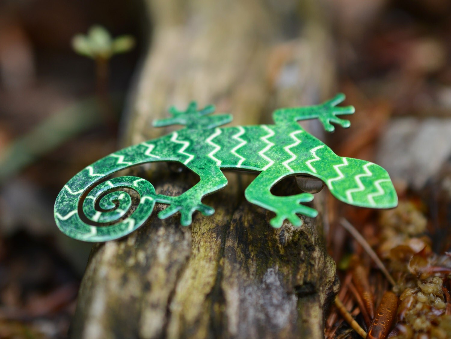 Handpainted Lizard Brooch Enamel Lizard Pin Reptile Brooch