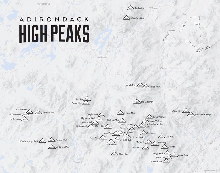 Adirondack High Peaks Map 11x14 Print by BestMapsEver on Etsy