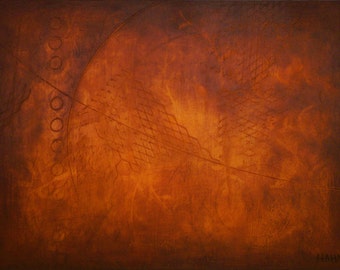 Orange modern art | Etsy