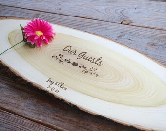 Wood slab guest book | Etsy