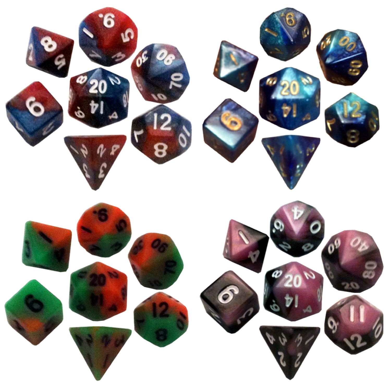 Mini Dice Polyhedral Set: Mini 10mm. Great for DnD RPG