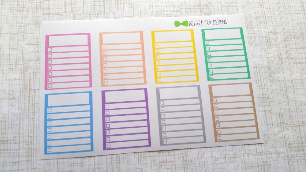 Blank Full Box // Half Box Checklists Sets of 8 or 16 Item