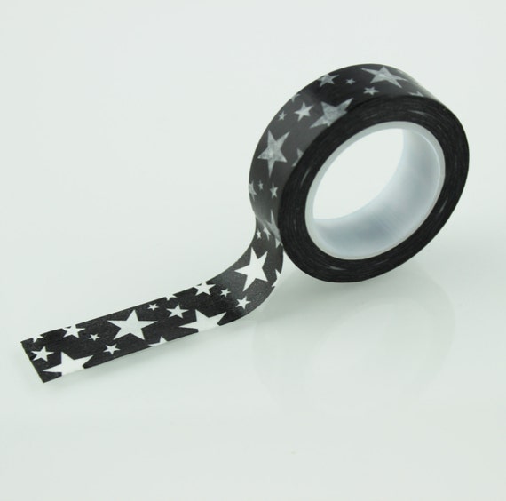 Black and White Random Star Pattern Washi Tape // 15mm