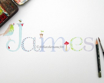 Original Watercolour Name Paintings. Nursery by WhatshernameArt