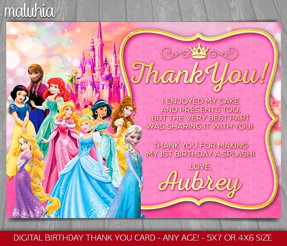 Disney Princess thank you card Disney Princesses card