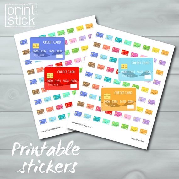 Credit Card Stickers Printable JPG Sheet Fits Erin Condren