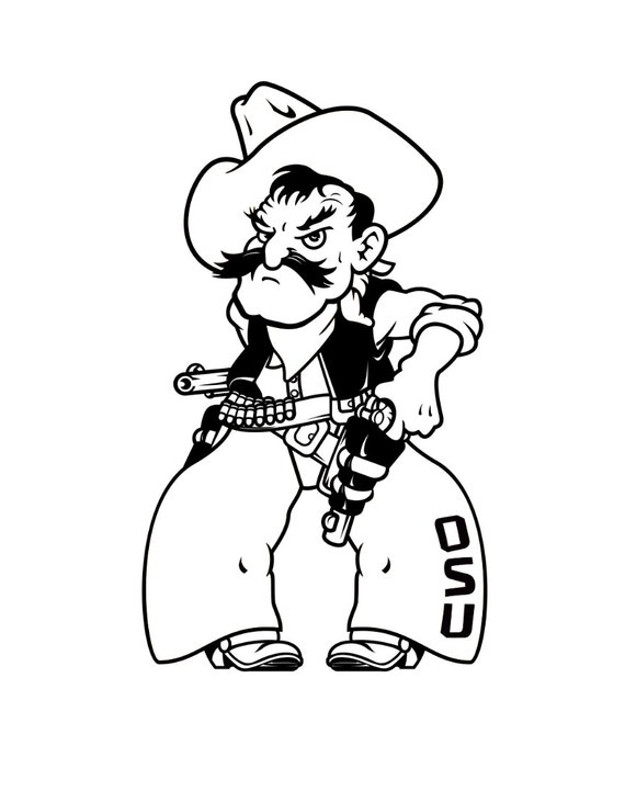 Pistol Pete OSU Oklahoma decal full color or silhouette