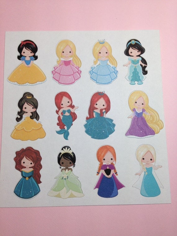 Princess Stickers set of 12 Princess Party by TheChicBootique