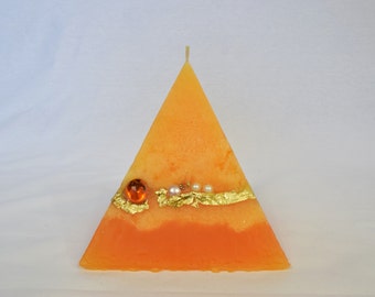 Artisan Pyramid Shaped Candle Light Blue