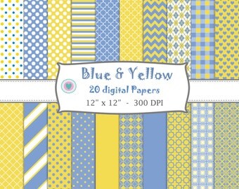 Papel digital azul | Etsy