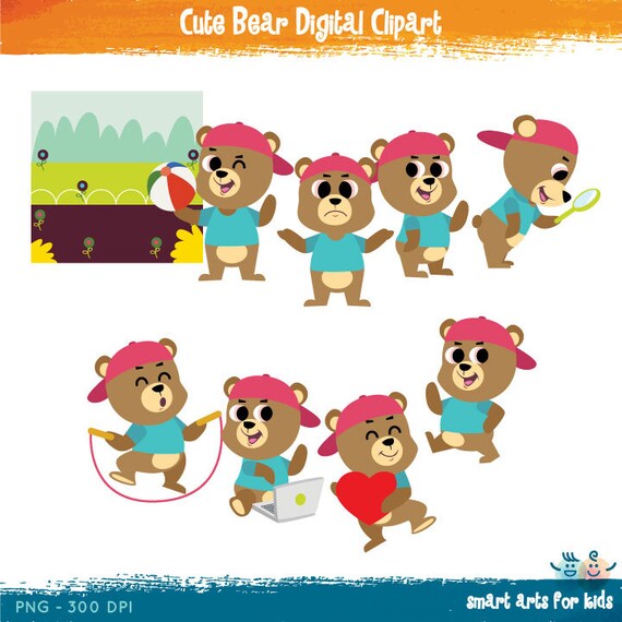 Bear Digital Clipart Art for kids bear clipart instant