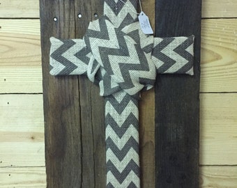 Items similar to Medium Maroon Chevron Burlap Cross on Etsy