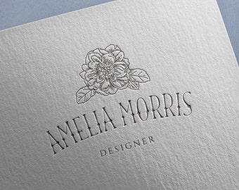 Peony logo design | Etsy