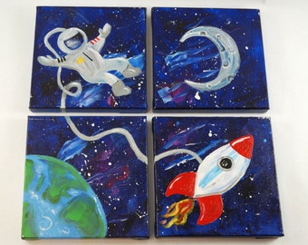 Astronaut painting | Etsy