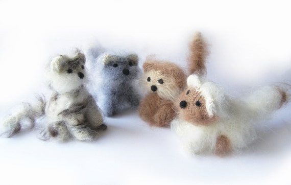 Cute Fluffy Kittens Plushy Hand Knitted Kittens Stuffed Animal
