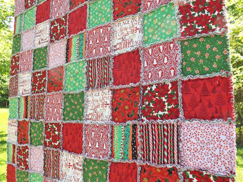 Christmas Rag Quilt Christmas Red and Green Christmas