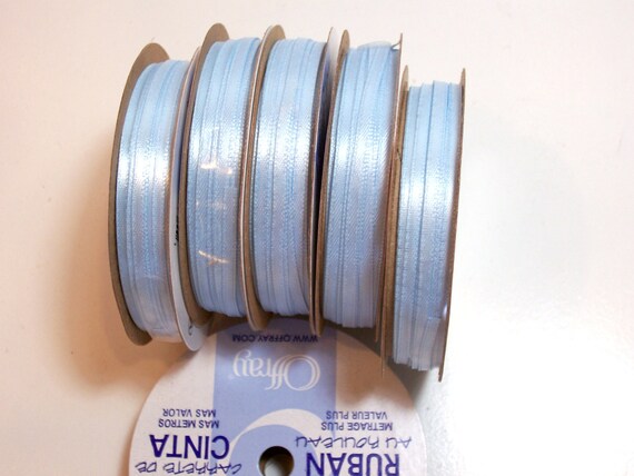 Light Blue Ribbon Double-faced light blue satin ribbon 1/8