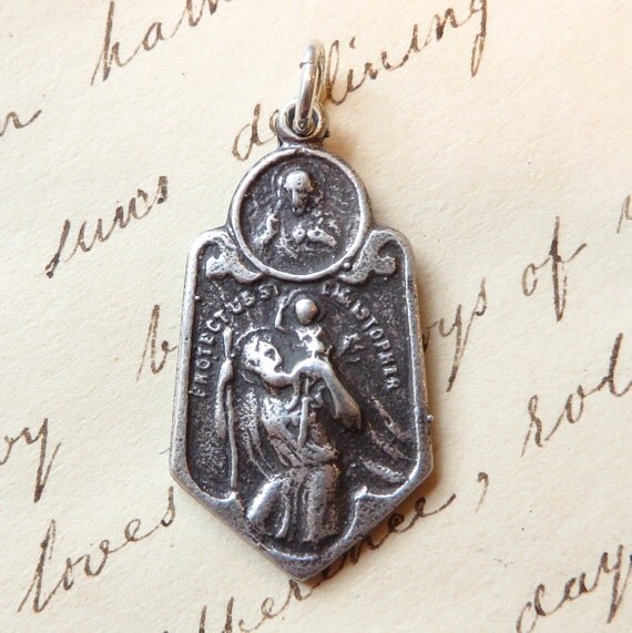 St Christopher Scapular Medal Patron of travelers by rosamystica