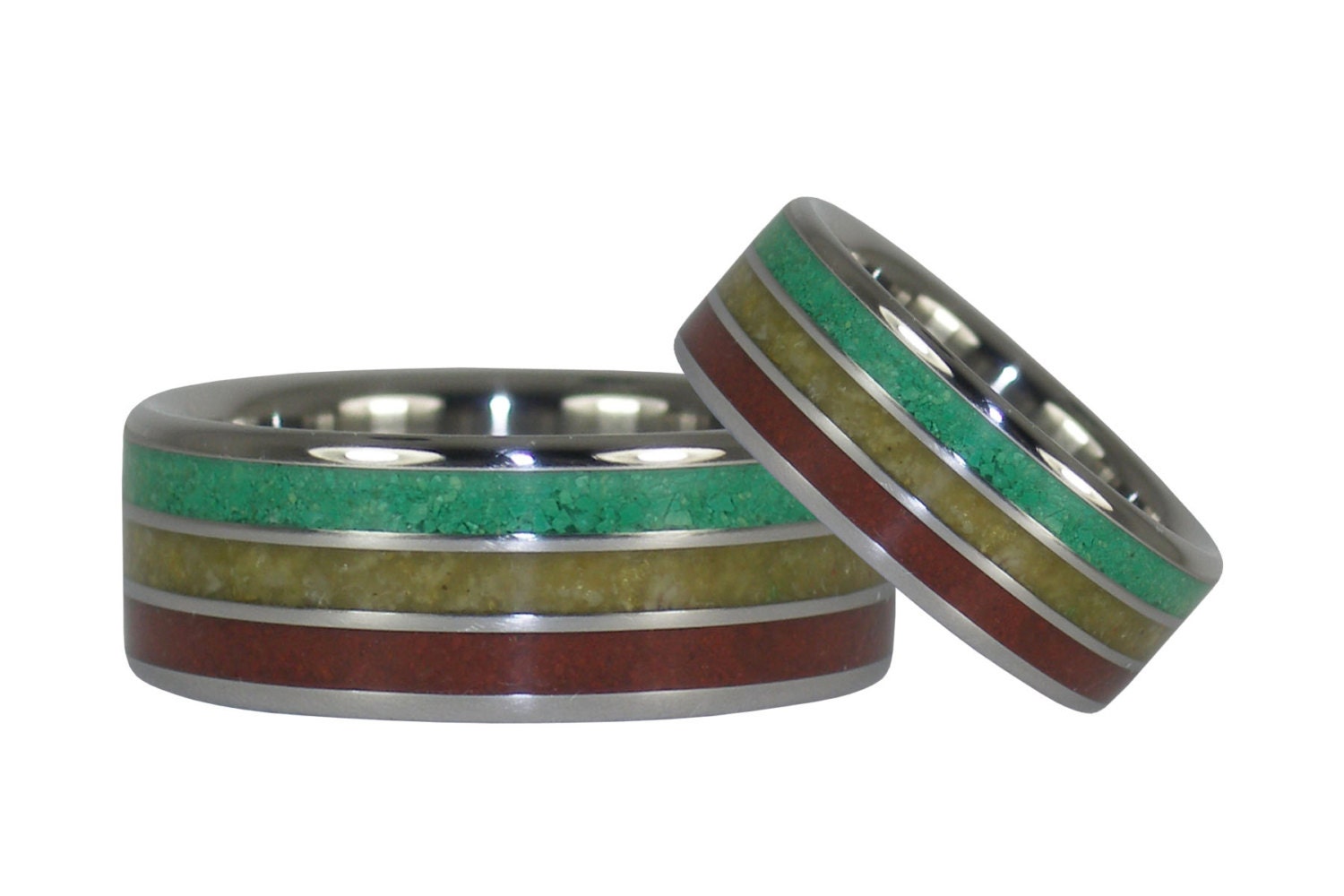 Rasta Titanium Ring Bands
