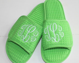 Monogram slippers | Etsy