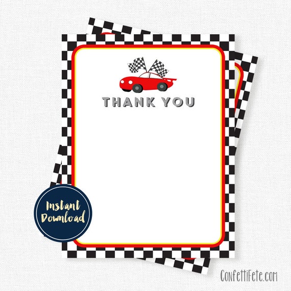 Race Car Thank You Cards Racing Thank You Note Racing