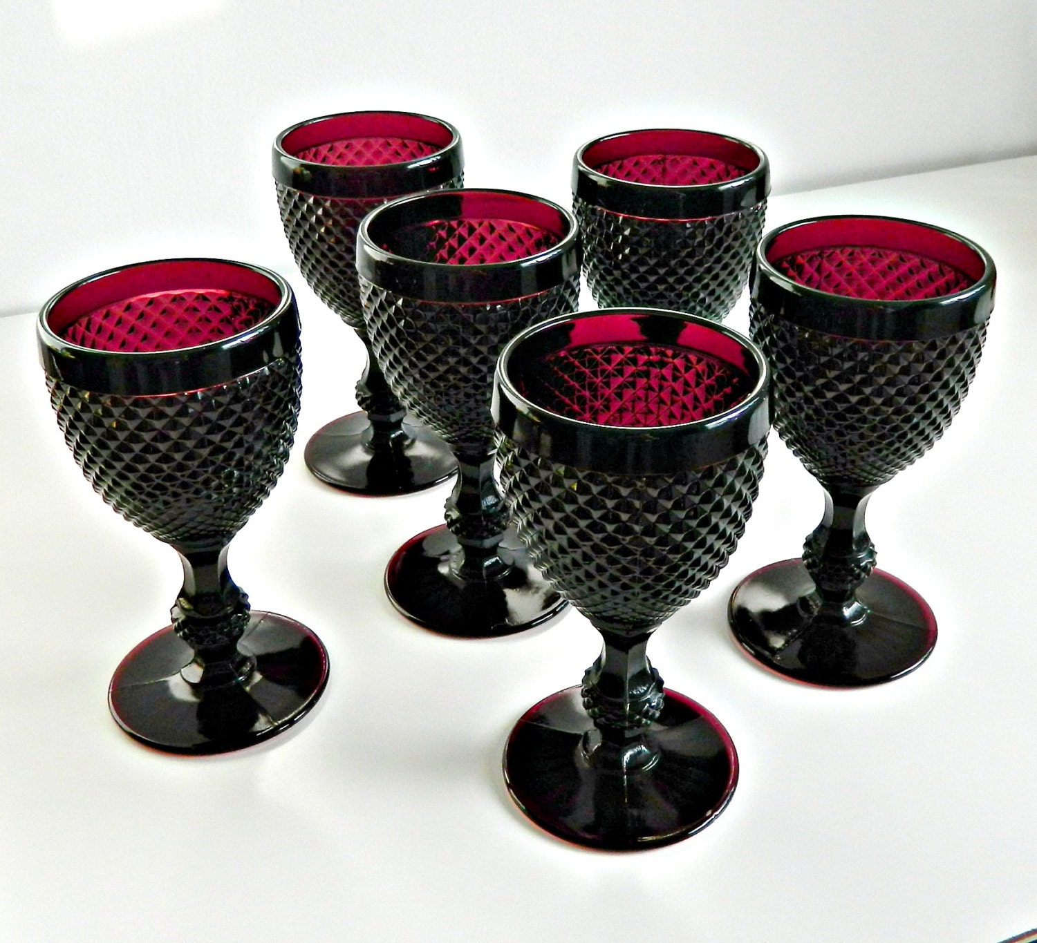 Jeanette Glass Purple Water Goblets Vintage Amethyst Flint