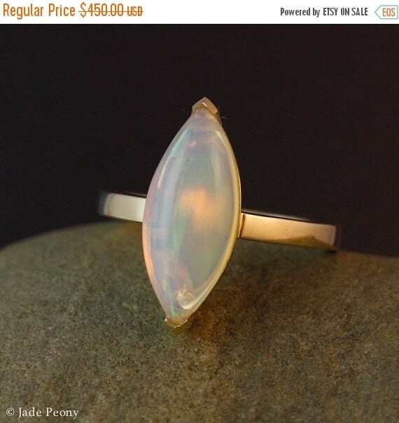 ON SALE Gold Crystal Australian Opal Ring Luxury by jadepeony