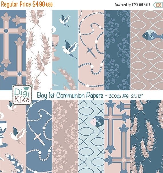60%OFF Boy First Communion Digital Papers Tileable / by DigiKika