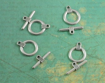 6 of 925 Sterling Silver Toggles 9 mm. :th0230m