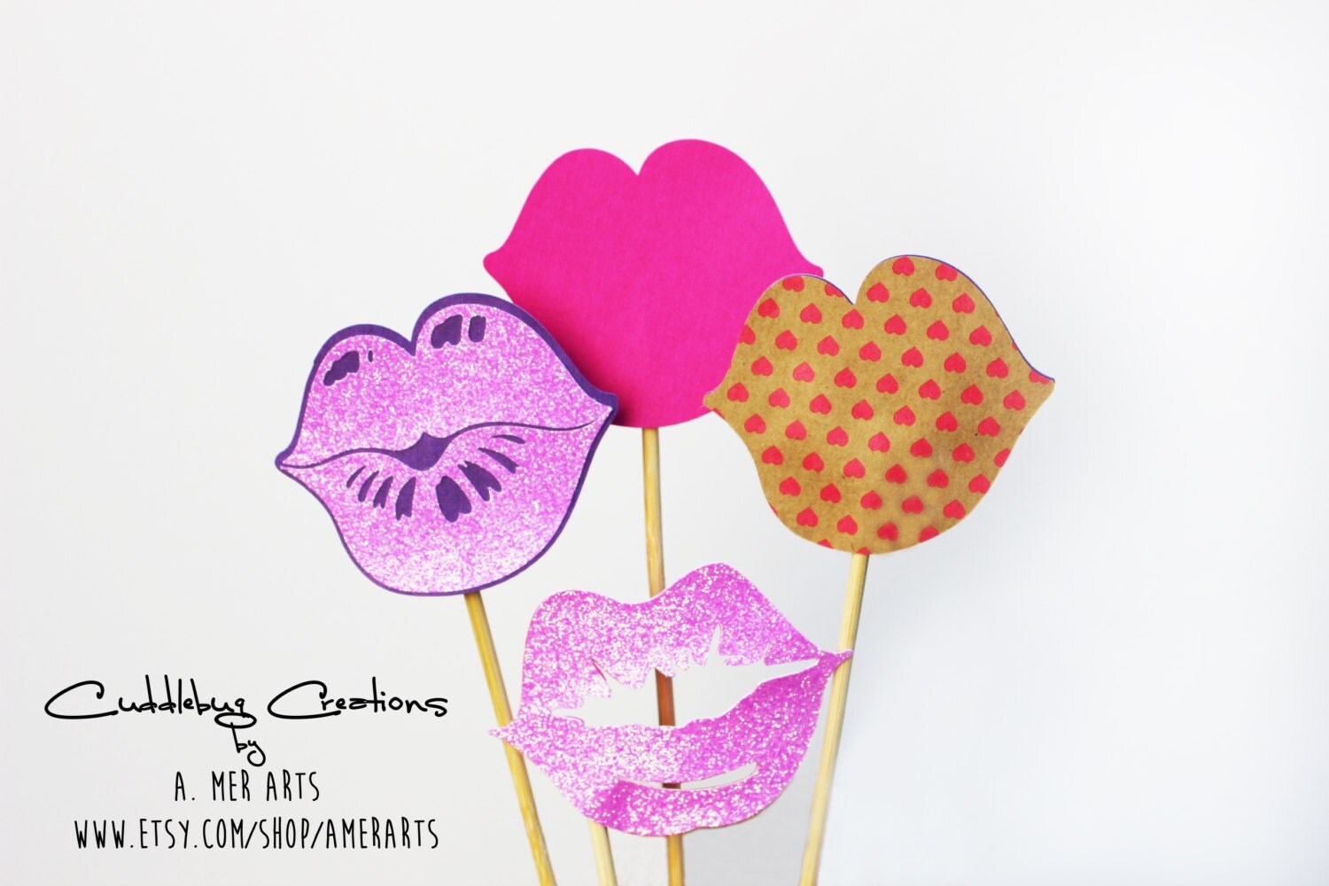 Photobooth Prop Glitter Lips Valentine Kisses by aMerArts on Etsy