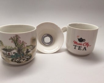 Chinese Tea Tasting Cup With Bamboo Coaster by MusicCityTeas