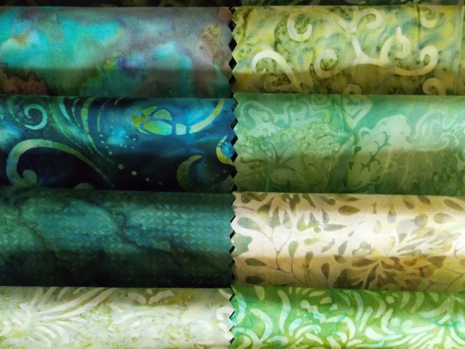Green Batiks Fabric 30 Pc. Jelly Roll 2.5 Strips High