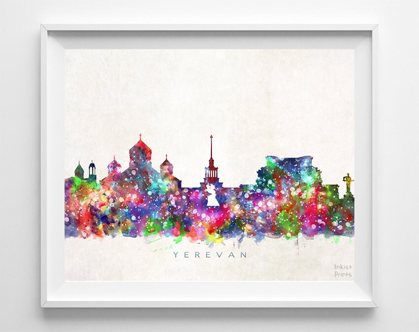 Yerevan Skyline Armenia Print Yerevan Poster by InkistPrints