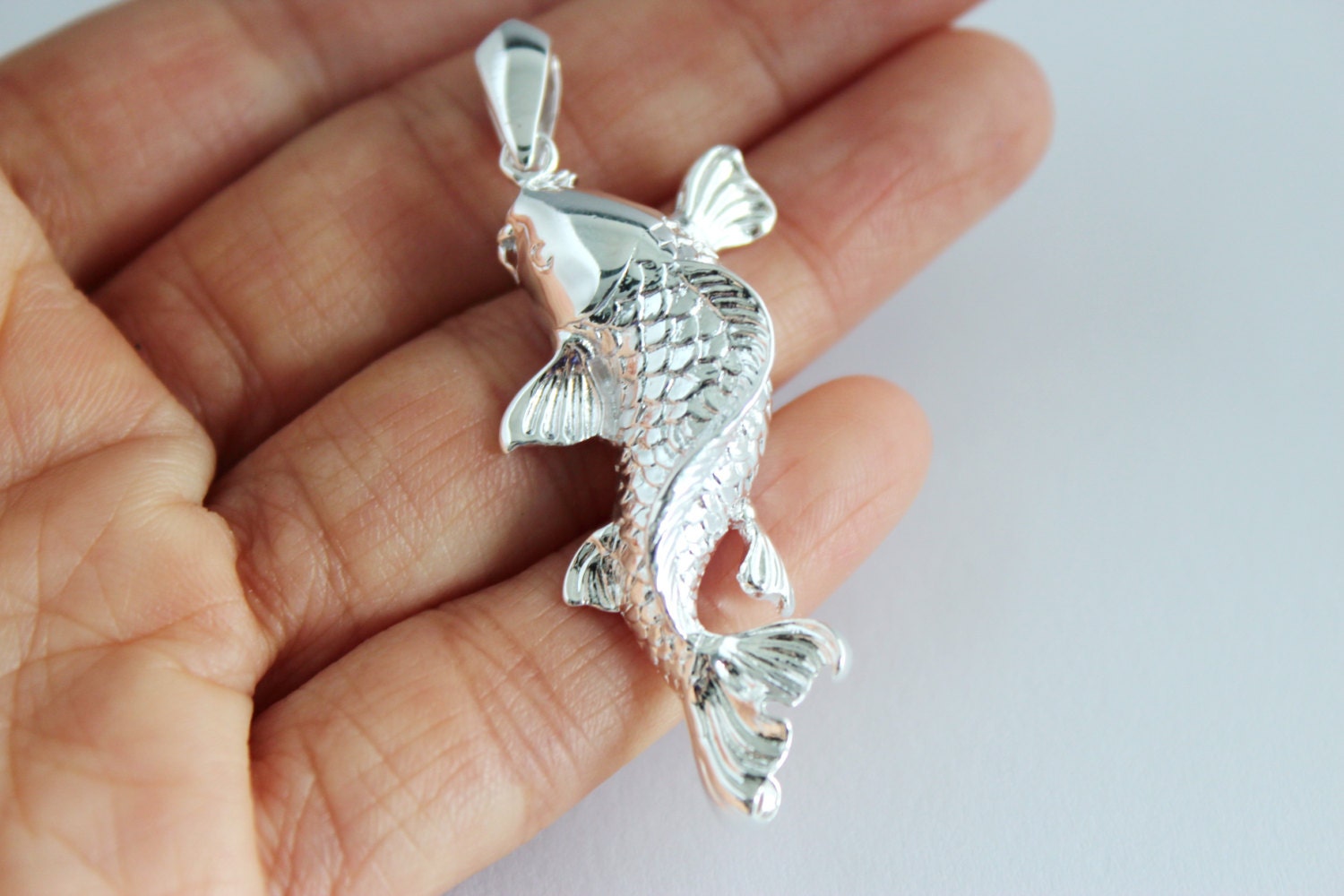 Koi fish silver brass pendant koi pendant fish by NaturaSilver