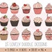 Cupcake Clip Art. Hand Drawn Cupcake Clipart. Digital Doodle
