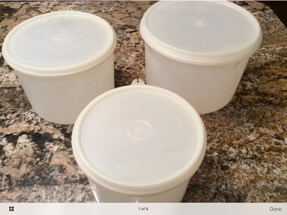 Set of 3 Vintage Round Tupperware Storage Containers Kitchen