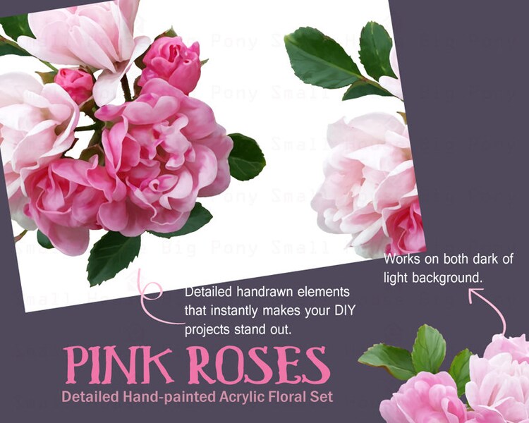 Digital Clipart Pink Flower Clipart Roses by SmallHouseBigPony