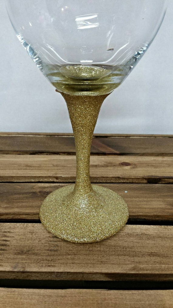 Glitter Stemmed Wine Glass Gold Glitter Wine Glass Gold Wine