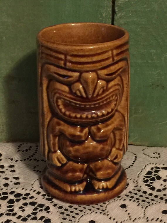 Ceramic Tall Tiki Glass/Vase from Otiguri Japan Great