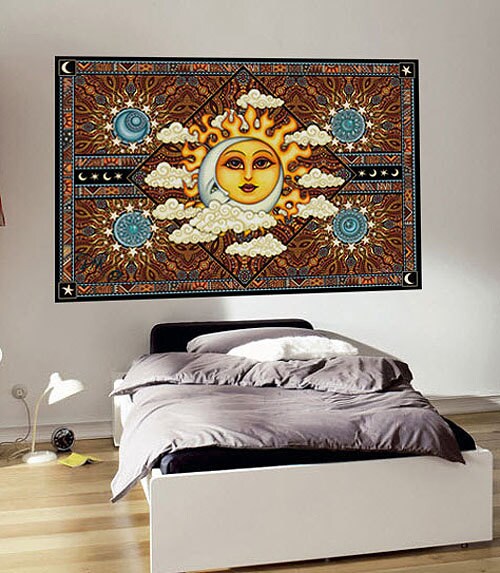 Sun Moon Celestial Tapestry Wall Hanging 44x66