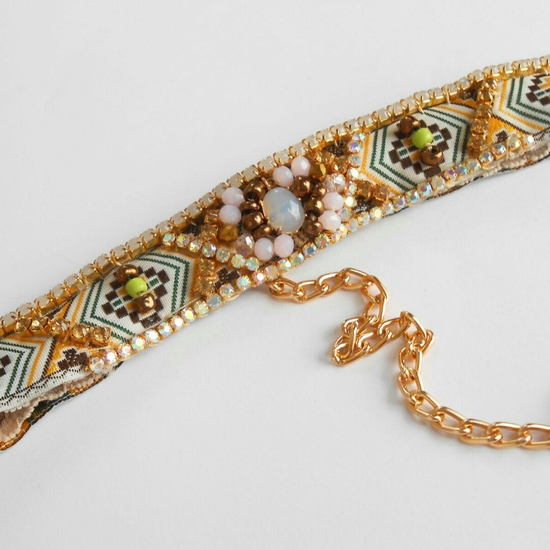 Bohemian Choker Necklace Gold Choker Necklace Boho Choker