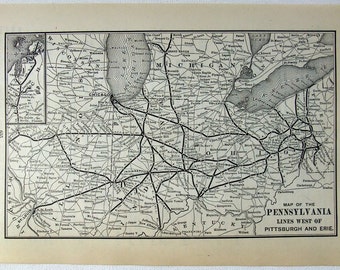Map of erie railroad | Etsy