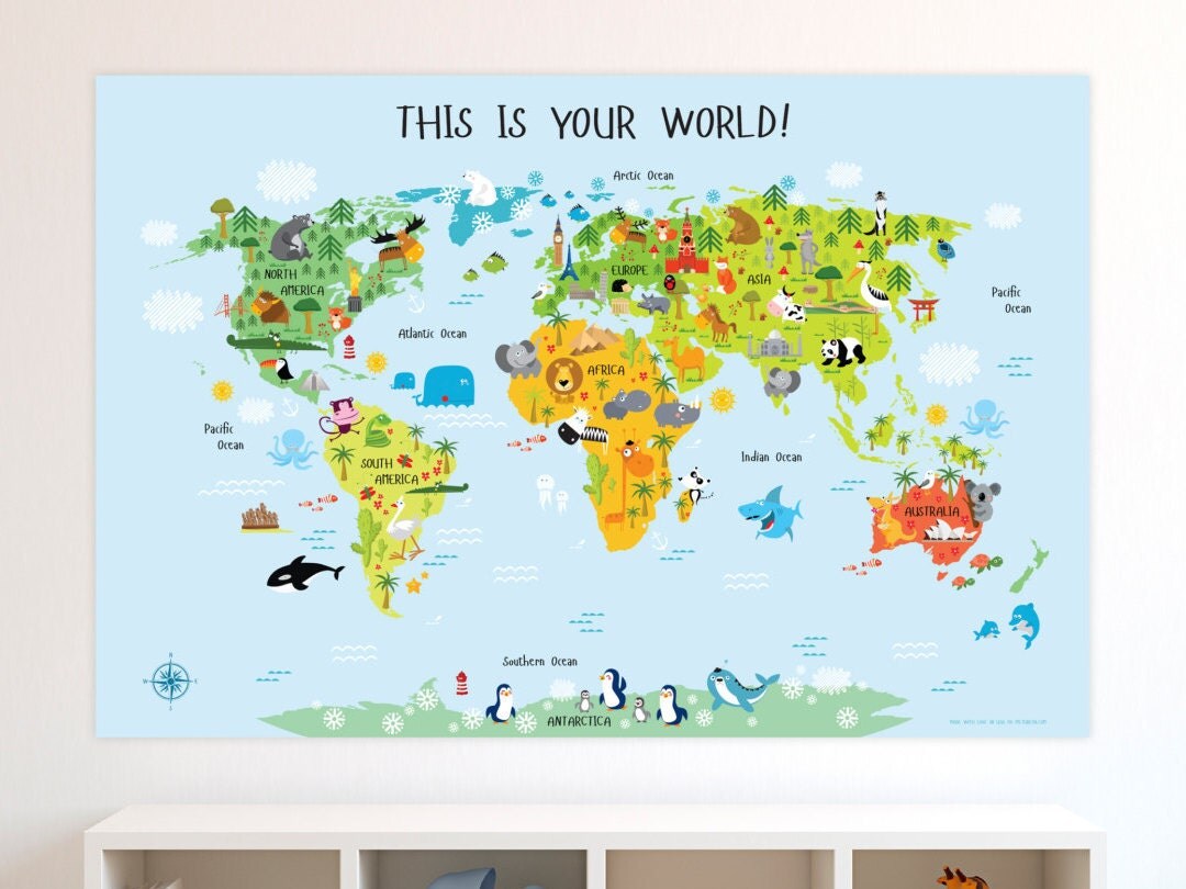 Classroom Posters Kids World Map Poster Classroom Decor