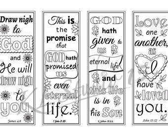 Bible Verse Coloring bookmarks Instant Download