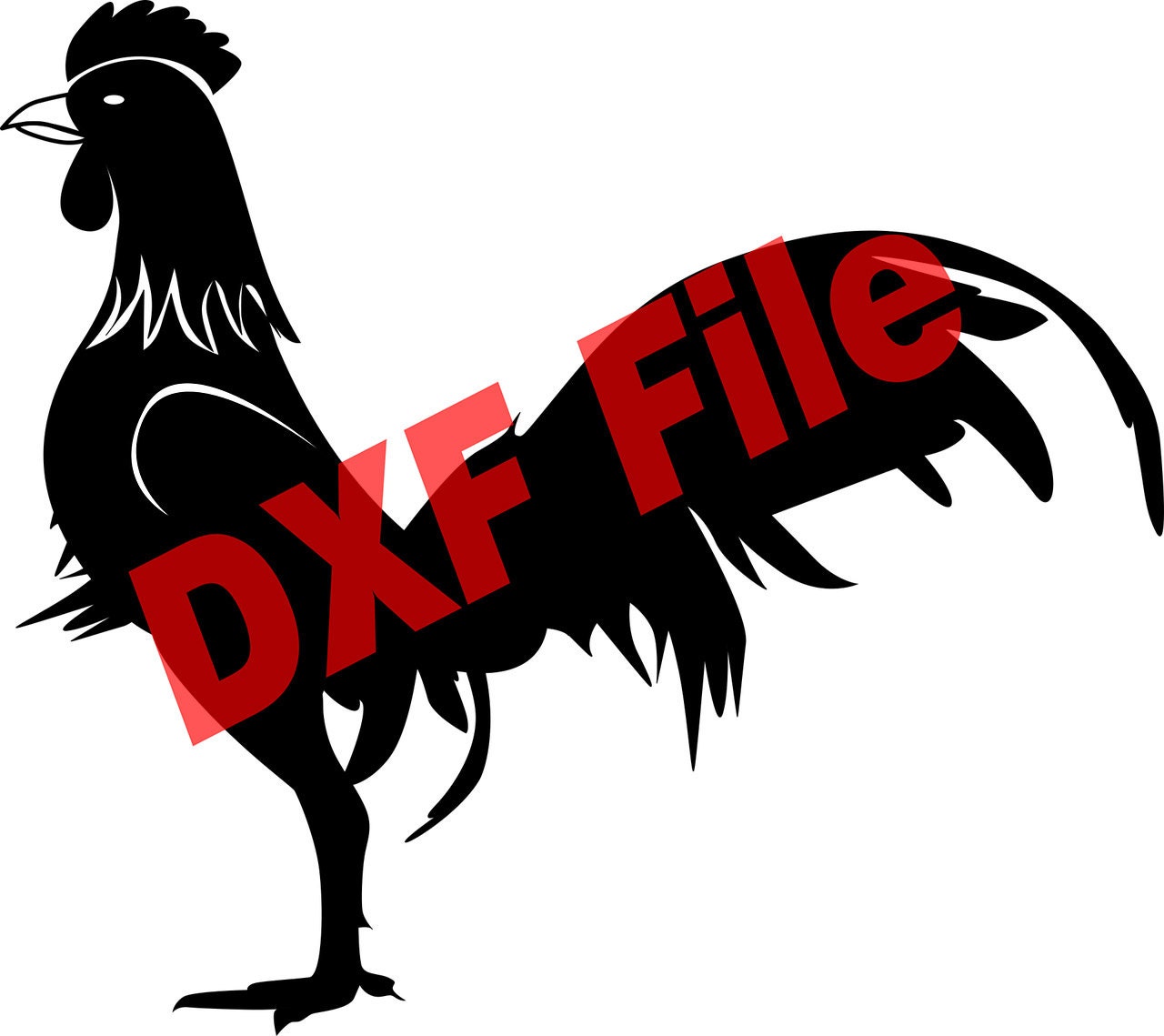 Format .dxf cock rooster CNC cutting file Vector by dxffile
