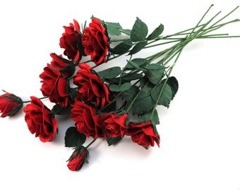 Red paper roses | Etsy